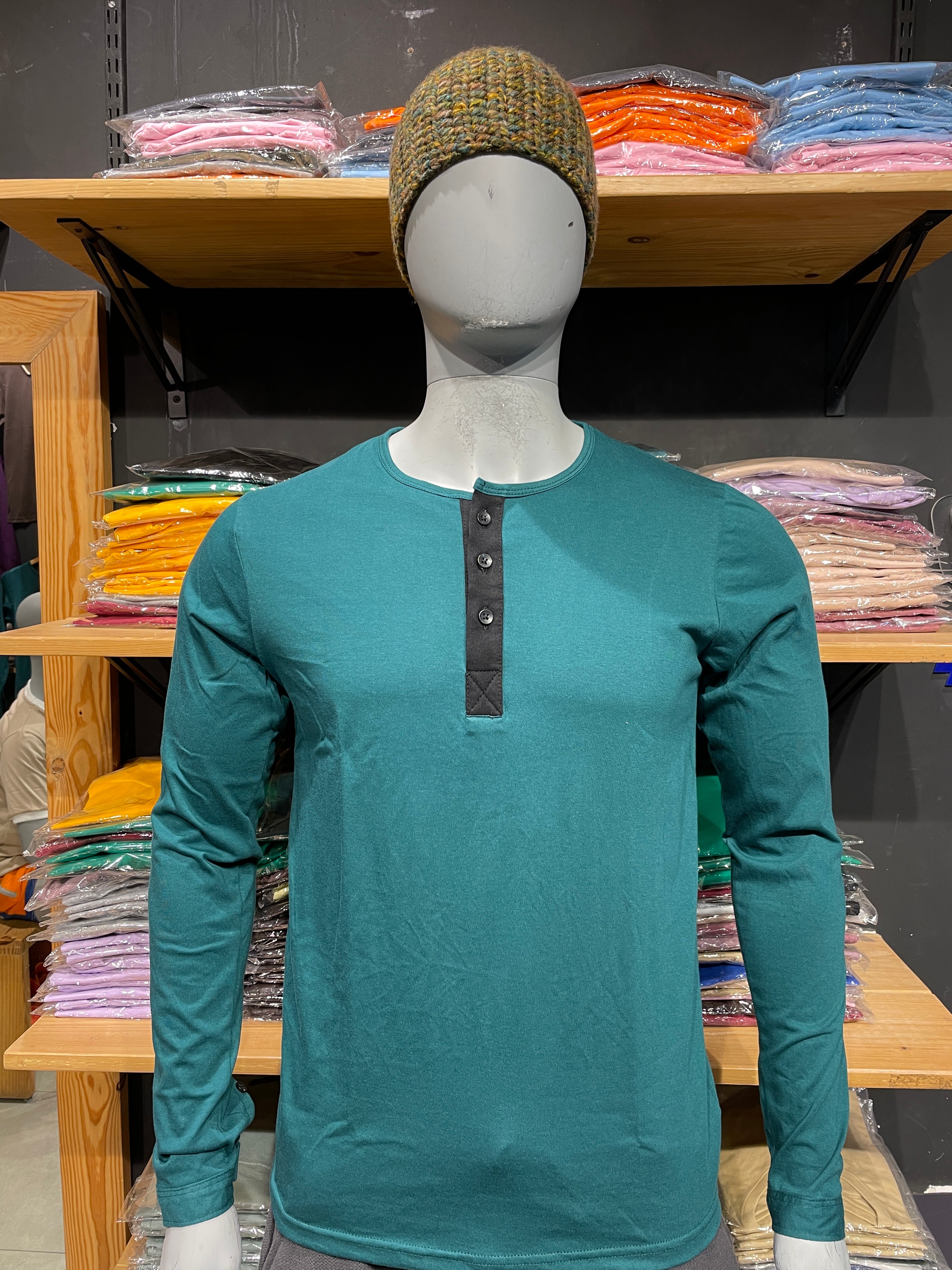 Harbour Blue Henley with Black Placket – Likera