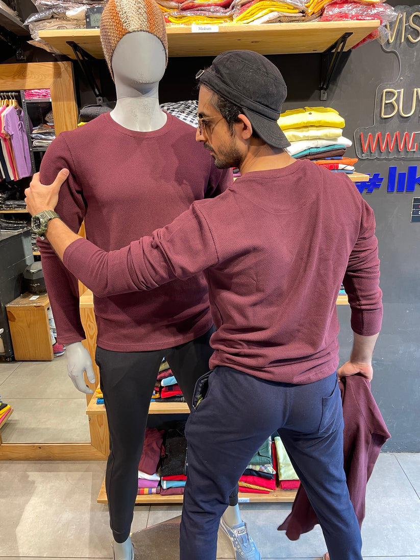 Burgundy Popcorn Basic Tee – Likera